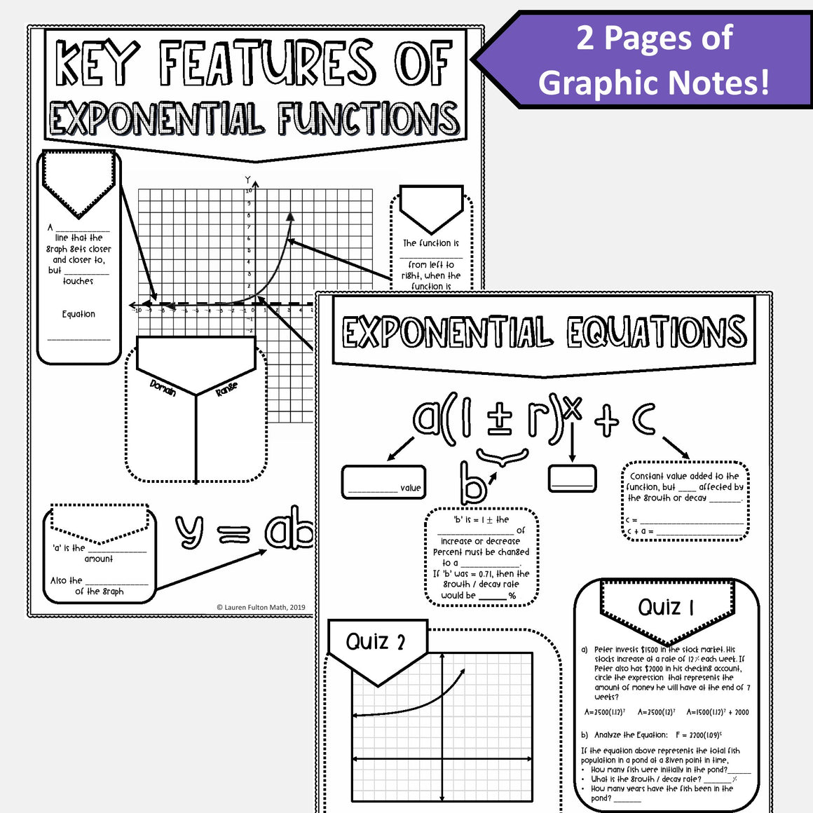Key Features Of Exponential Graphs And Functions Notes Lauren Fulton Math