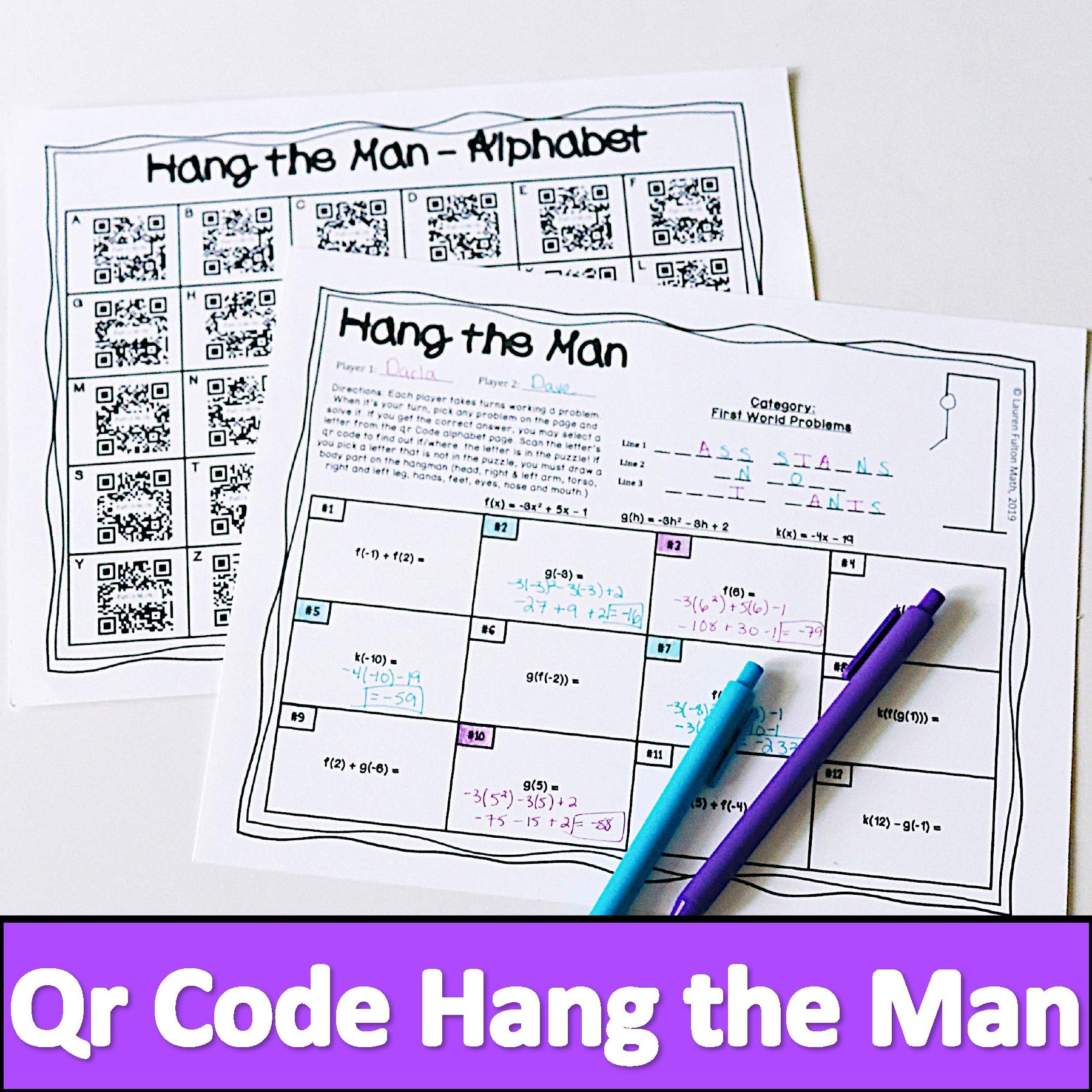 Function Notation Activity Partner Activities Lauren Fulton Math