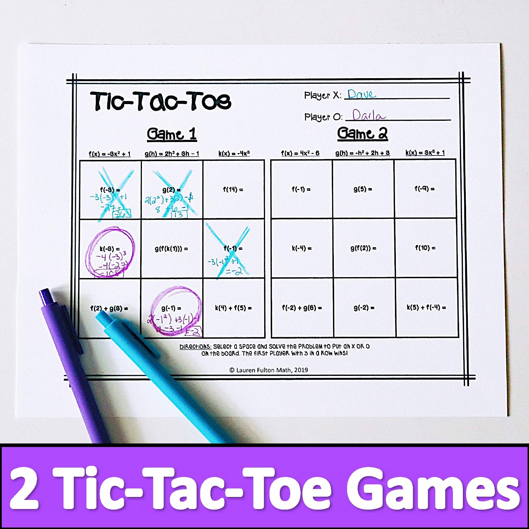 Function Notation Activity Partner Activities Lauren Fulton Math