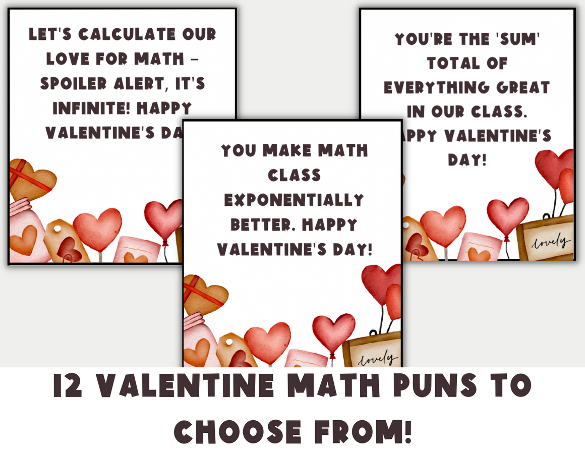 Printable Valentine's Day Math Cards – Lauren Fulton Math